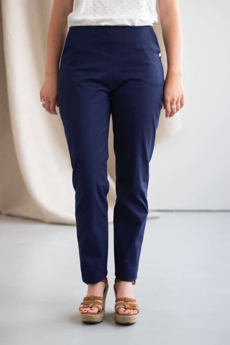 Pantalon cigarette en coton marine - Le Charmant - C.BERGAMIA