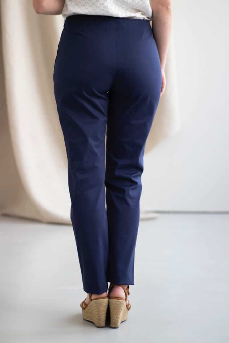 Pantalon cigarette en coton marine - Le Charmant - C.BERGAMIA